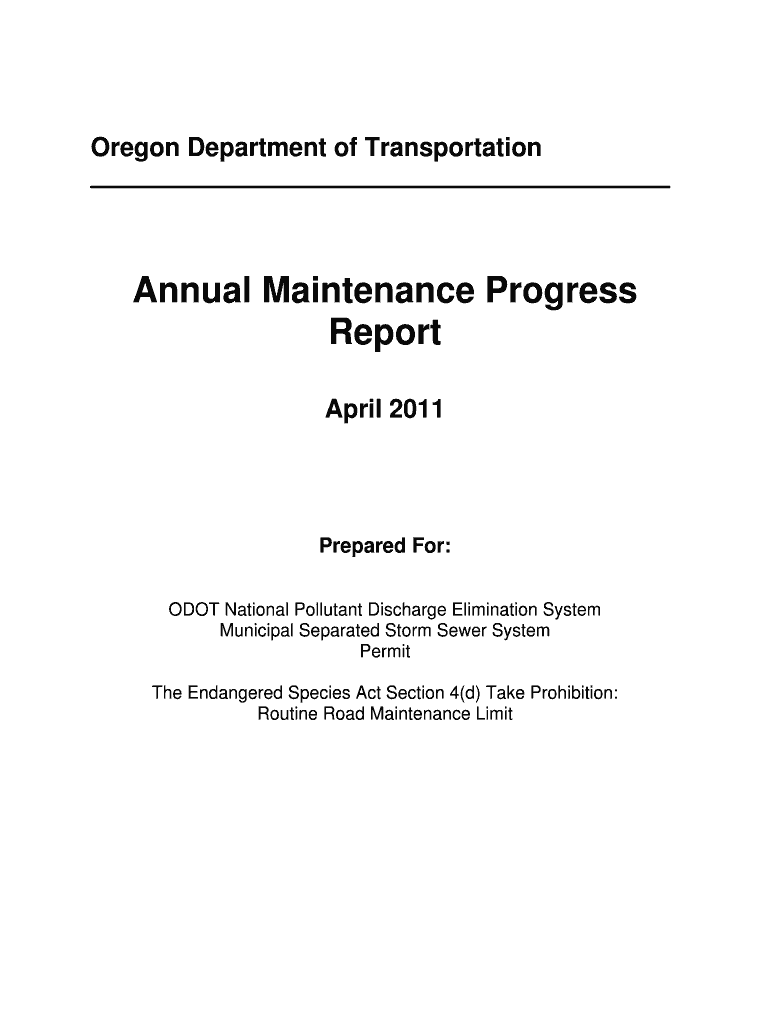 Fillable Online ftp odot state or Annual Maintenance Progress Report ... Fillable Online ftp odot state or Annual Maintenance Progress Report ...