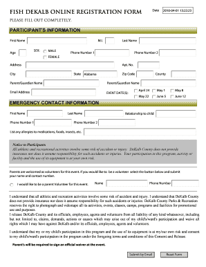 Fillable Online co dekalb ga Fish dekalb online registration form ...