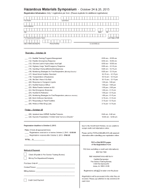 Fillable Online HazMat Symposium Registration Form Fax Email Print ...