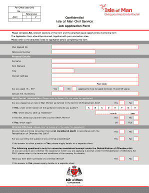 Fillable Online gov Civil Service application form - Isle of Man ...