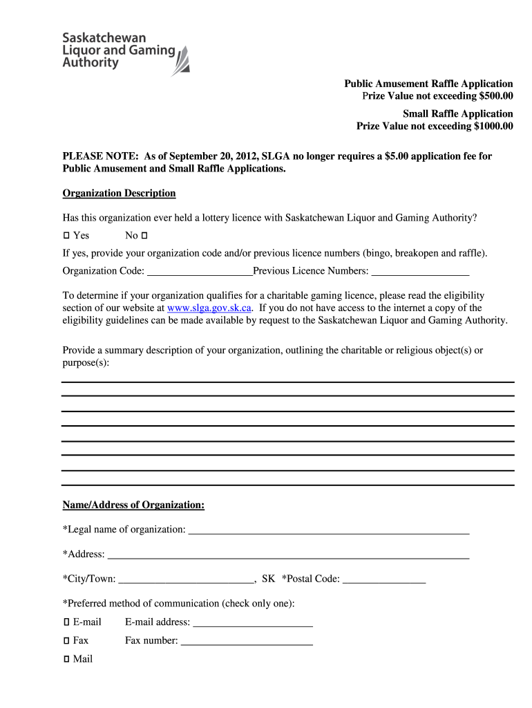 Slga Raffle License Fill Online Printable Fillable Blank PdfFiller