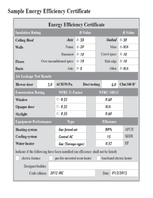 Fillable Online Sample Energy Efficiency Certificate Fax Email Print ...