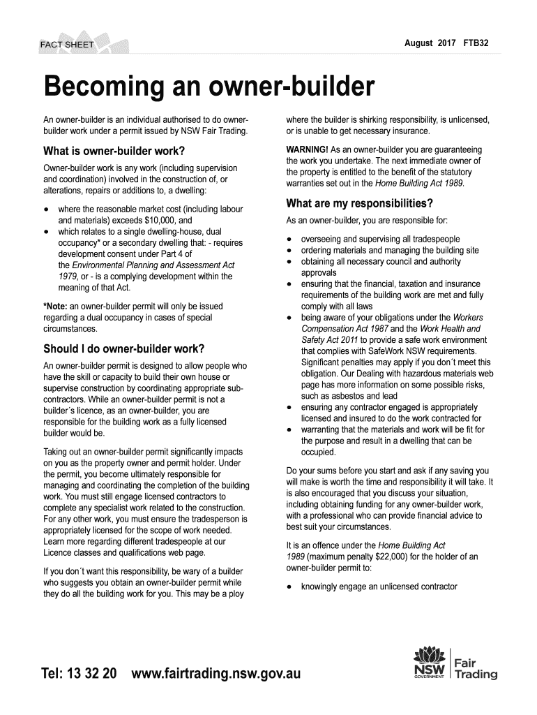 Fillable Online Becoming an owner-builder Fax Email Print - pdfFiller