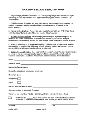 Fillable Online SICK LEAVE BALANCE ELECTION FORM - Santa Cruz City ...