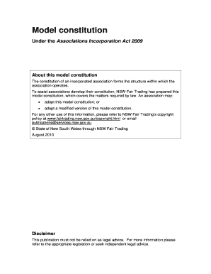 Fillable Online fairtrading nsw gov PDF Copy of Model Constitution ...
