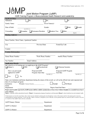Fillable Online uwo JuMP STIHR application form word basefile ...