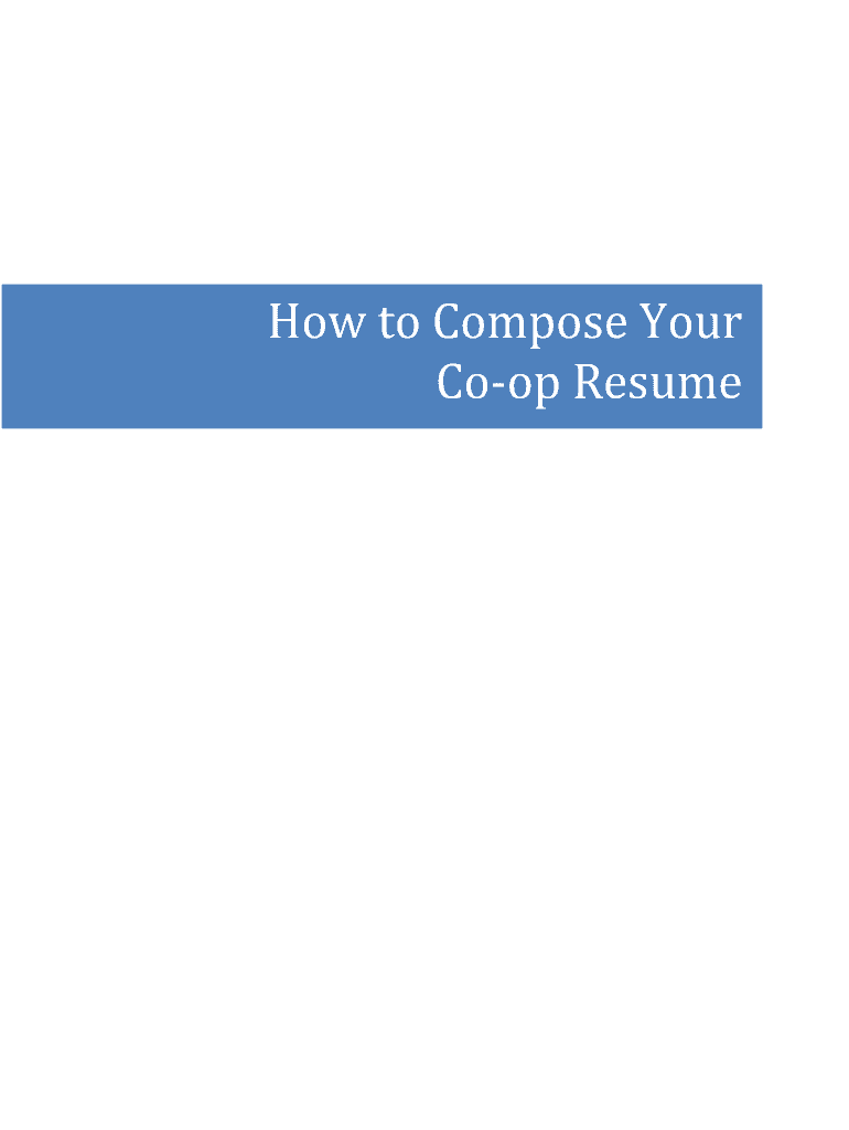 Fillable Online How to Compose Your Co-op Resume Fax Email Print ...