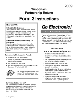 Fillable Online dor state wi 2009 IP-130 Wisconsin Partnership Return ...