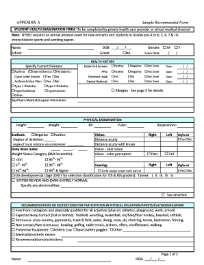 Fillable Online p12 nysed Sample Health Certificate/Appraisal Form - p ...