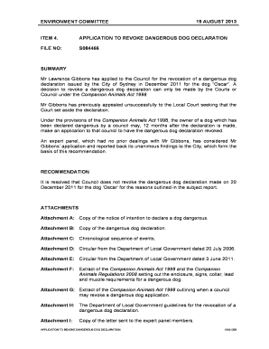 Fillable Online APPLICATION TO REVOKE DANGEROUS DOG DECLARATION Fax ...
