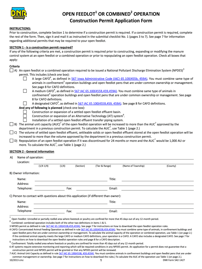 Fillable Online Open Feedlot1 or Combined2 Operation Fax Email Print ...