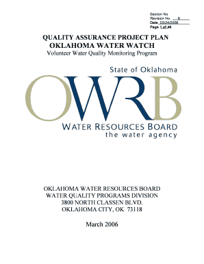 Fillable Online owrb ok Quality assurance project plan oklahoma water watch - owrb ok Fax Email ...