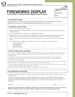 Fillable Online Notification of Pyrotechnics/Fireworks Display Form ...