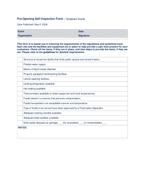 Fillable Online gov ns Pre-Opening Self Inspection Form - Temporary Events - gov ns Fax Email ...