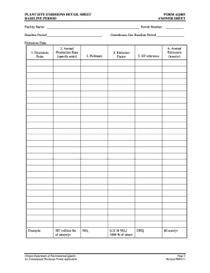 Fillable Online deq state or Plant site emissions detail sheet baseline ...