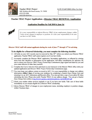 Fillable Online austincc Teacher TRAC Project Application Director TRAC ...