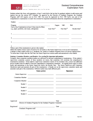 Fillable Online sfu Doctoral Comp. Exam. Form & Procedures (2011).pdf ...