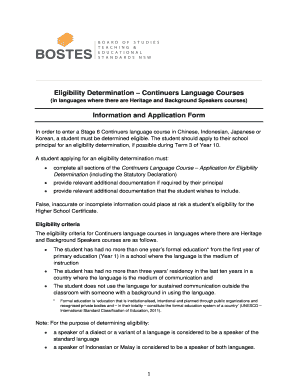 Fillable Online Eligibility Determination Continuers Language Courses ...