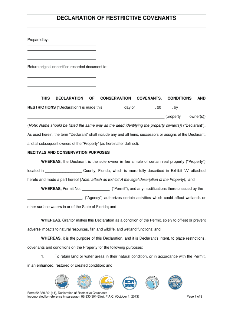Fillable Online Declaration of Conservation Restrictions Fax Email ...