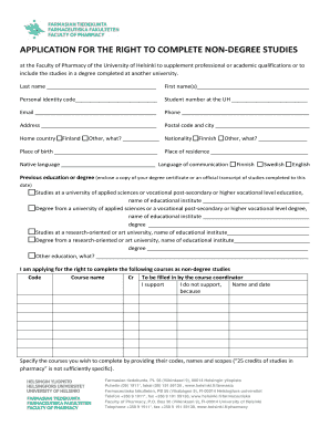 Fillable Online helsinki Application for the right to complete non ...