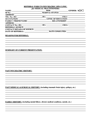 Fillable Online kznhealth gov Referral form to psychiatric OPD clinic ...