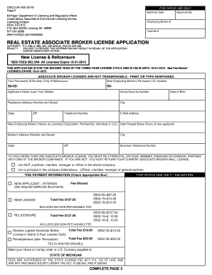 REAL ESTATE ASSOCIATE BROKER LICENSE APPLICATION ... - Dleg State Mi ...