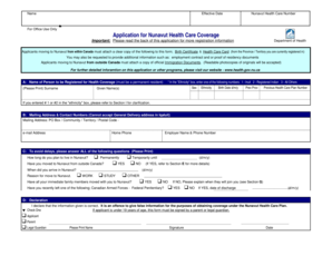 Fillable Online gov nu Application for Nunavut Health Care Coverage ...