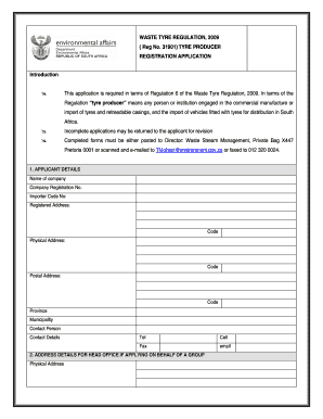 Fillable Online sawic environment gov Tyre Producer Registration form ...