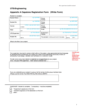 Fillable Online UTS:Engineering Appendix A Capstone Registration Form ...