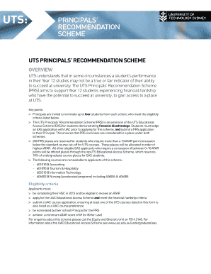 Fillable Online UTS Principals' Recommendation Scheme Application Form ...