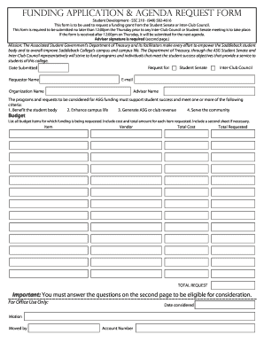 Fillable Online saddleback FuNDING APPLICATION & AGENDA REquEST FORM - Saddleback ... Fax Email ...