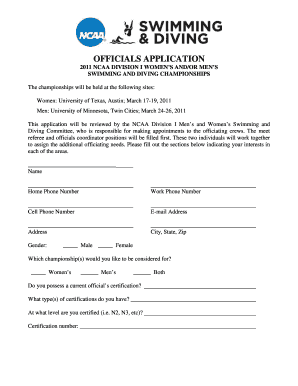 Fillable Online usaswimming 2010 NCAA OFFICIALS APPLICATION FINAL - USA ...