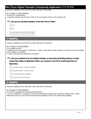 Fillable Online nezperce Nez Perce Higher Education Scholarship ...
