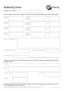 Fillable Online Authority Form - Virgin Money Fax Email Print - pdfFiller