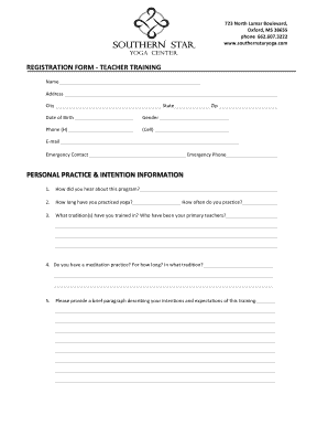 Yoga Registration Form Online | pdfFiller