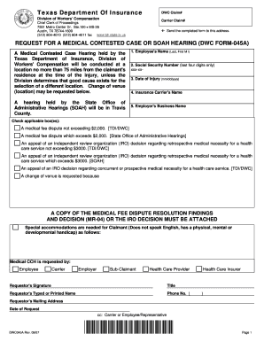 Fillable Online tdi texas dwc045amedcch.doc Fax Email Print - pdfFiller