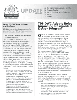 Fillable Online Recent TDI-DWC Form Revisions Fax Email Print - pdfFiller
