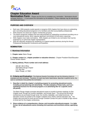 Fillable Online agacgfm Chapter Education Award Nomination Form - AGA - agacgfm Fax Email Print ...