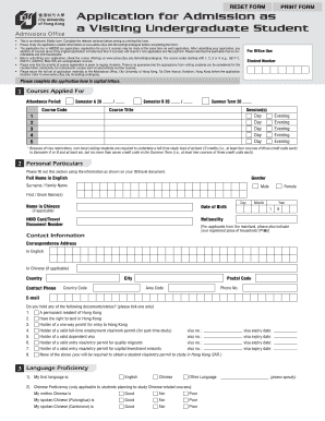Fillable Online cityu edu RESET FORM PRINT FORM Admissions Office Fax ...
