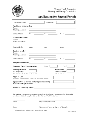 Fillable Online northstoningtonct Application for Special bPermitb - North Stonington ...