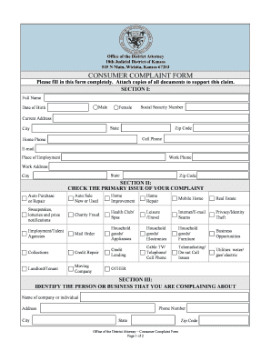 kansas attorney general complaint Fill Online, Printable, Fillable ...