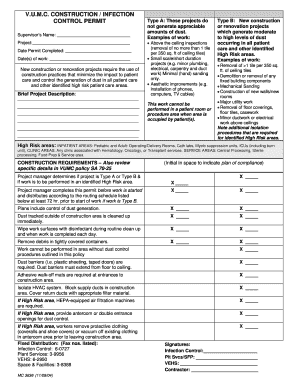 Fillable Online mc vanderbilt VUMC CONSTRUCTION INFECTION CONTROL ...