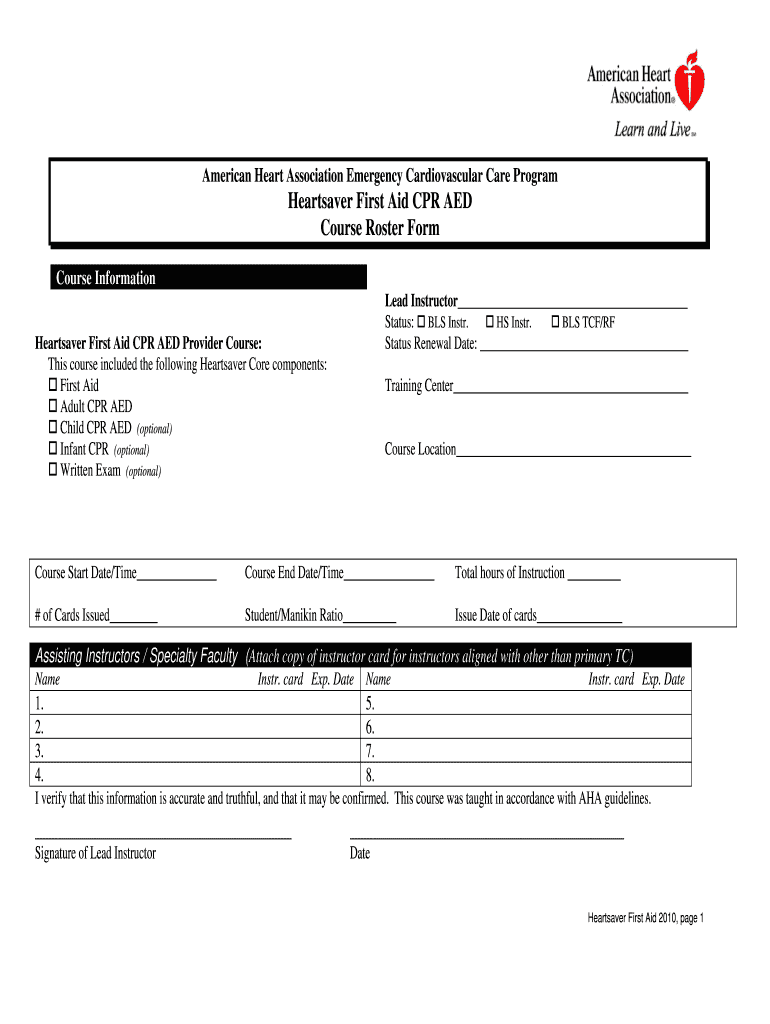How To Cpr Roster Form Fill Online Printable Fillable Blank 