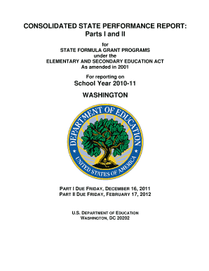 Fillable Online k12 wa CONSOLIDATED STATE PERFORMANCE REPORT: Parts I ...