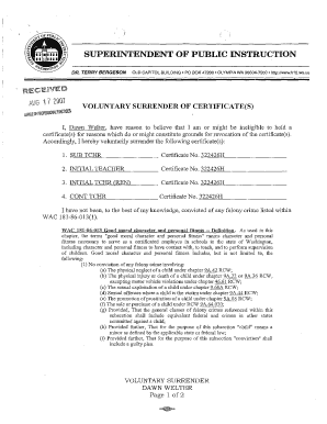 Fillable Online k12 wa TERRY BERGESON OLD CAPITOL BUILDING' PO BOX ...