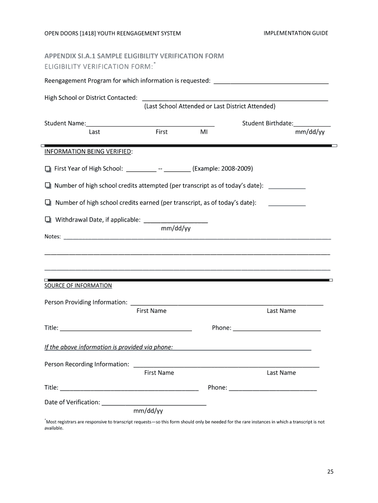 Fillable Online Eligibility Verification Form Fax Email Print - pdfFiller