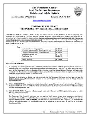 Fillable Online cms sbcounty Temporary Use Permit Non-Residential ...