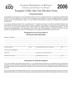Fillable Online ador state al EOO TY 2006:family LLE Election Form ...