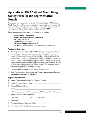 Fillable Online ncjrs 1997 National Youth Gang Survey Form for the ...