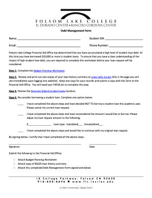 Fillable Online flc losrios Debt Management Form - Folsom Lake College - Los Rios ... - flc ...